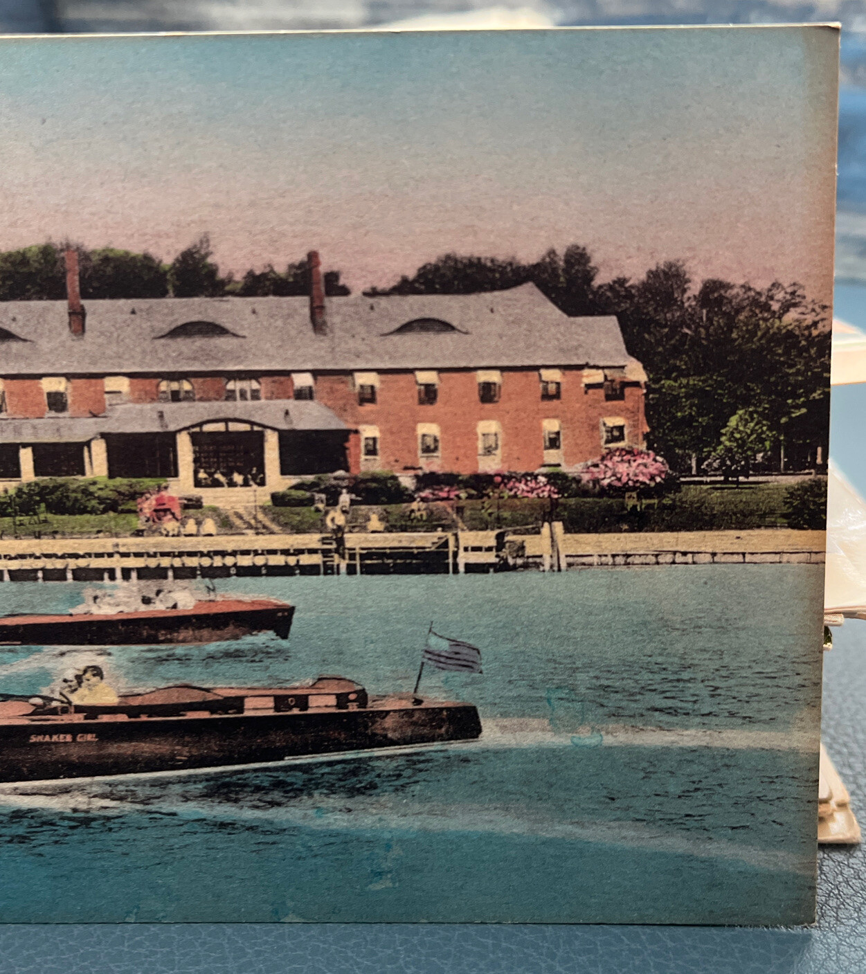 Handcolored Saint St Clair Flats MI Michigan River View & Inn Postcard ...