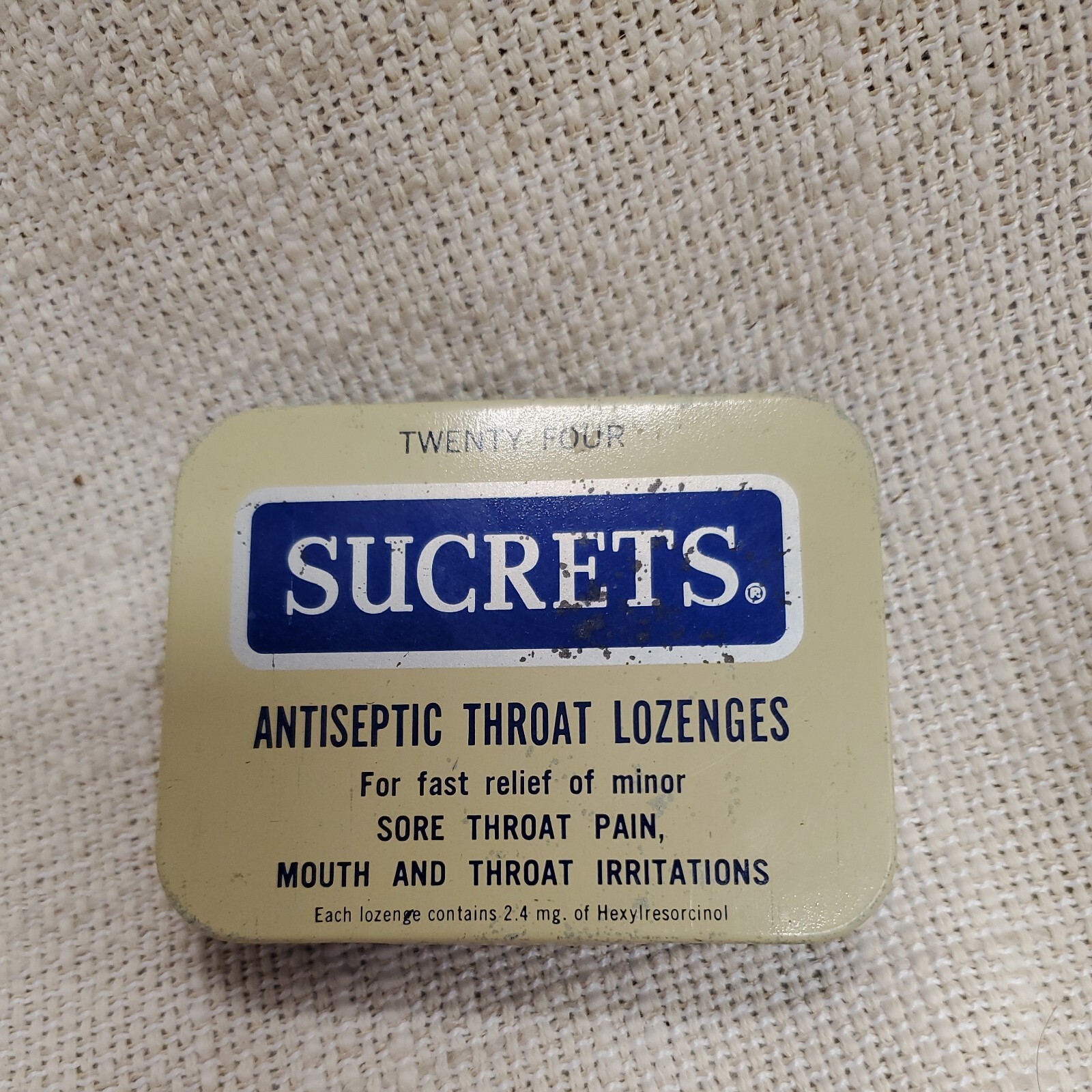 Vintage Sucrets Tin Metal Lozenges Box Made in USA Blue & Beige 10 ...