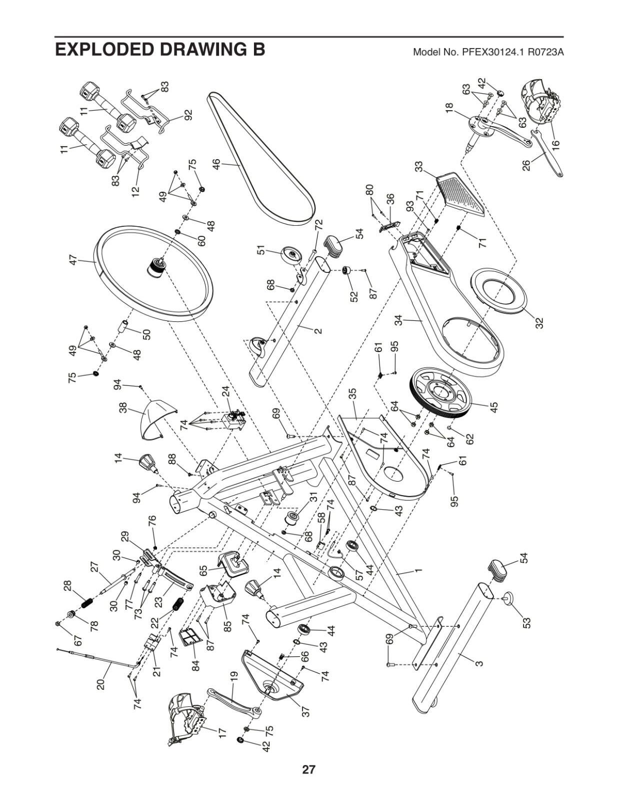 ProForm TRAINER 500 BIKE (PFEX30124.0) KEY Part#15 445281 WATER BOTTLE ...