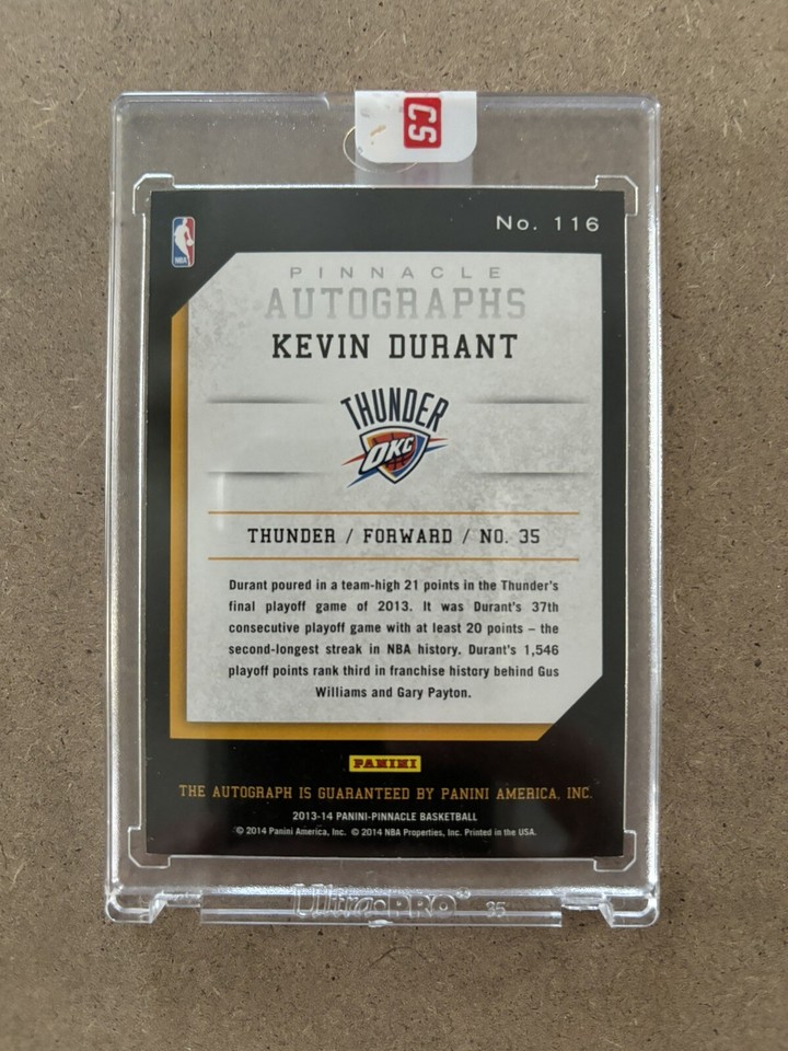 2013-14 Pinnacle Autographs #116 Kevin Durant AUTO THUNDER DUBS NETS ...