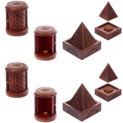 Wooden Incense Pyramid insence Cone burner or Wood Carved Barrel with ...