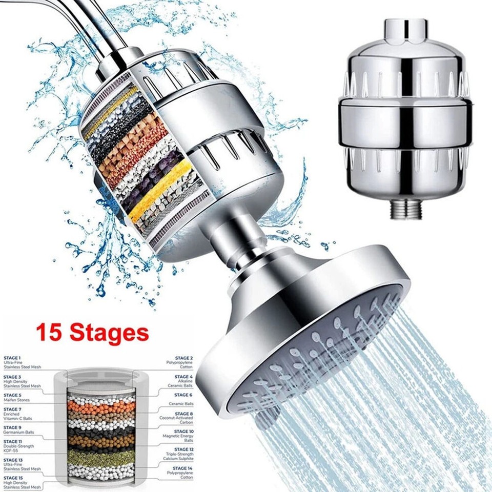 15 Stage Shower Head Filter Hard Water Detachable Remove Chlorine ...