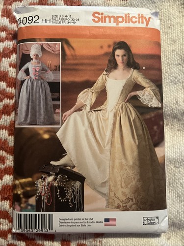 Pirate Colonial Dress Costume Size 6-12 Simplicity 4092 Sewing Pattern ...