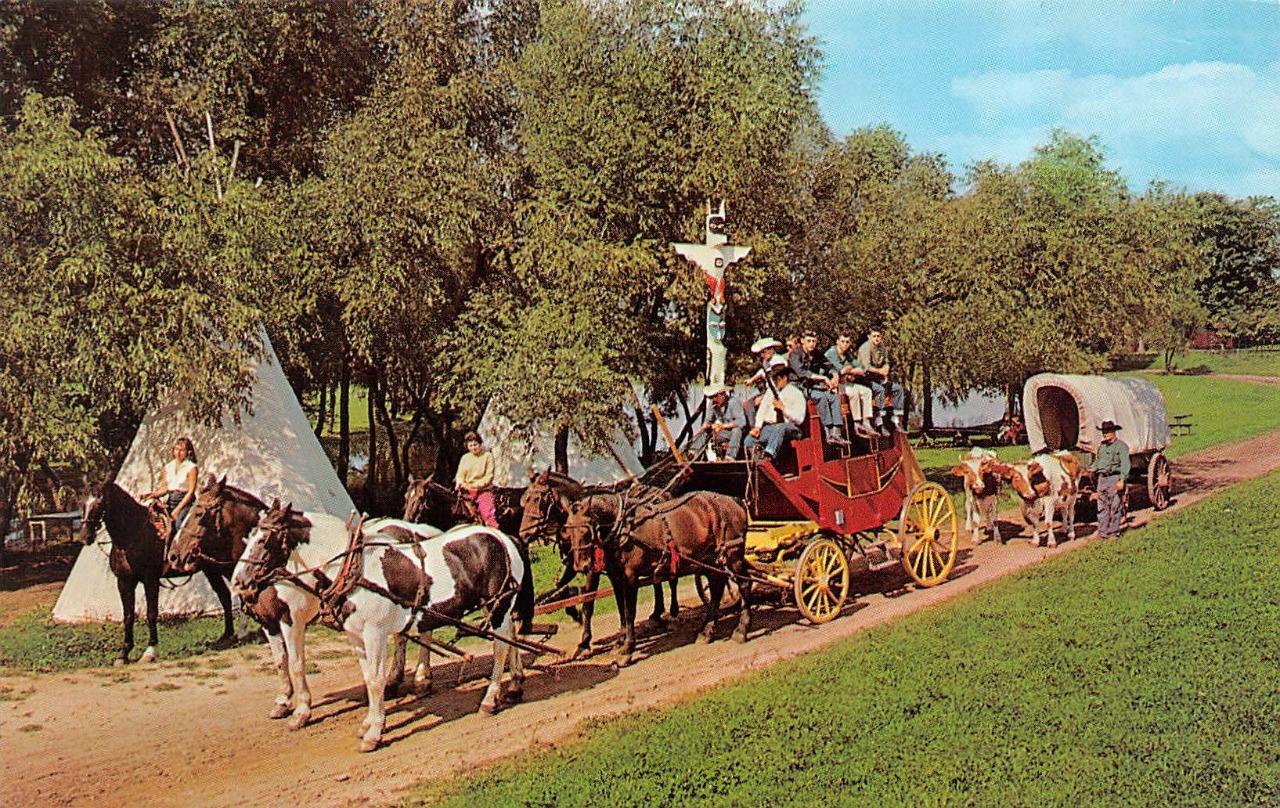 Onsted~Irish Hills MI Michigan FRONTIER CITY PARK Stage Coach~Teepees ...