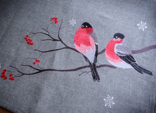 Red Robin Table Topper. Birds. 85x85cm Sq. Decorative with Bold ...