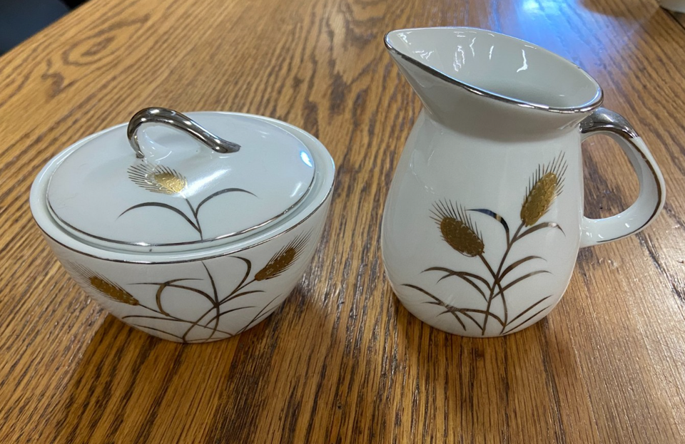 Vintage Gold & Silver Wheat Pattern Fine China Tea or Snack Set 18 pc ...