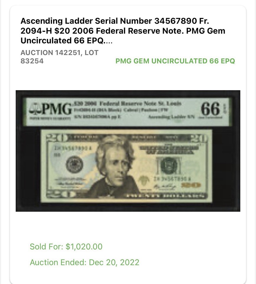 Fancy Serial Ladder 34567890..see Photos For Comps | eBay