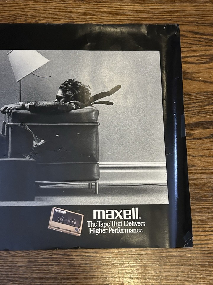 Rare VINTAGE Original Maxell Music Cassette Tape Ad Poster Blown Away ...
