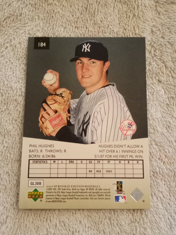 2007 PHIL PHILIP HUGHES UPPER DECK SP #184 ROOKIE RC CARD PHIL'S PULLS ...