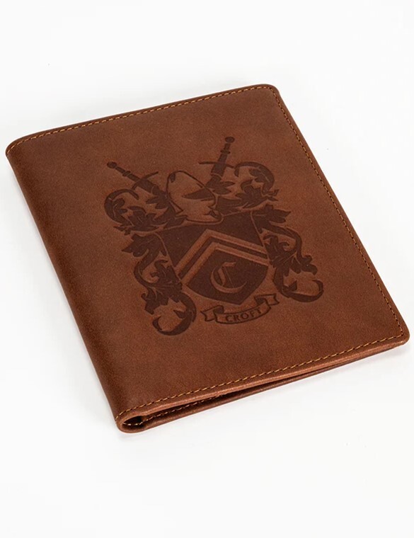 Tomb Raider Lara Croft Passport Leather Folding Wallet Stamped Family ...