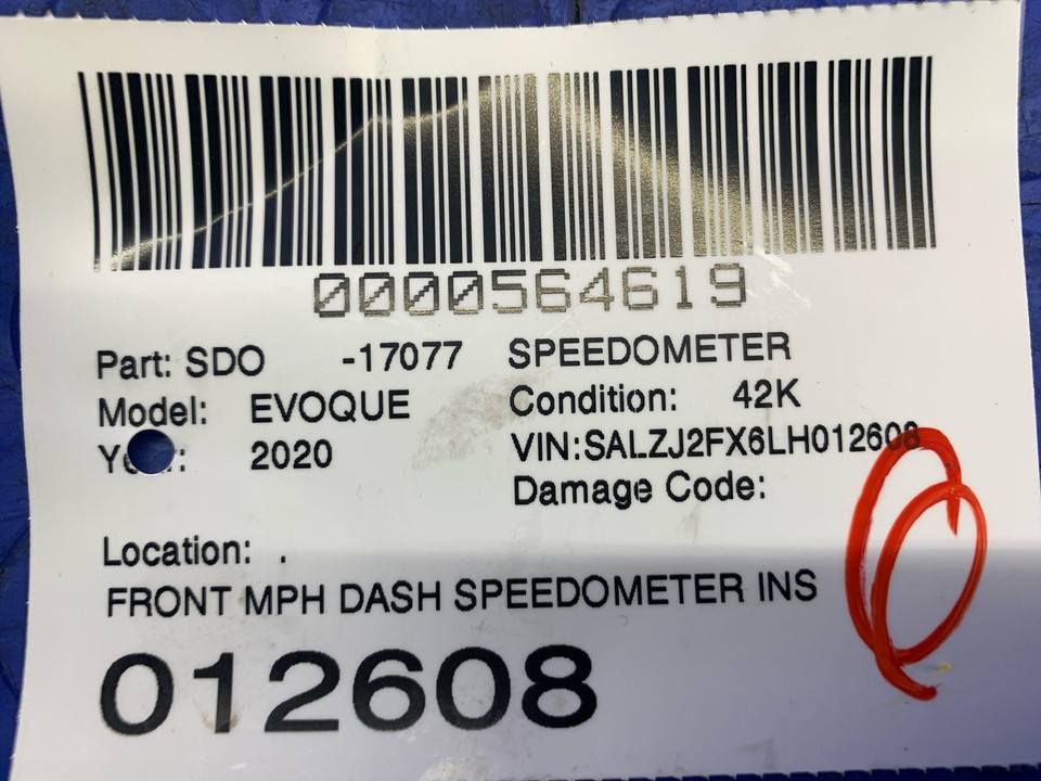 2020-2021 LAND ROVER EVOQUE FRONT DASH SPEEDOMETER INSTRUMENT GAUGE ...