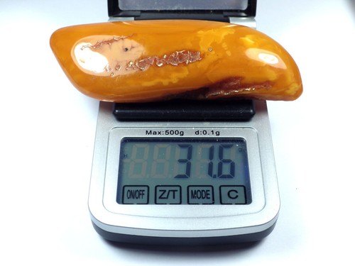 HUGE ! Vintage Natural Baltic Amber Egg BUTTERSCOTCH Brooch 31.6g + Box ...