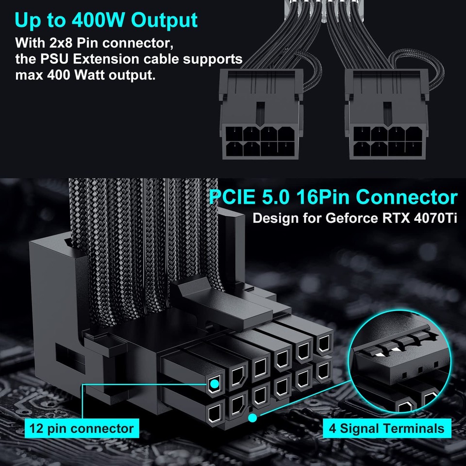 16Pin GPU RTX 4070 Super Power Adapter Cable 90 Degree, PCIE 5.0 16Pin ...