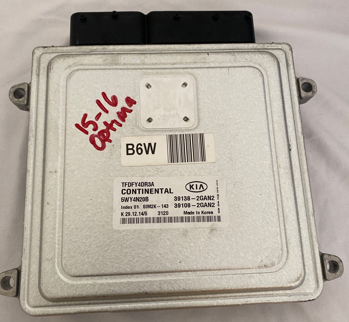 15 16 Kia Optima 39108-2gan2 Computer Brain Engine Control ECU ECM EBX ...
