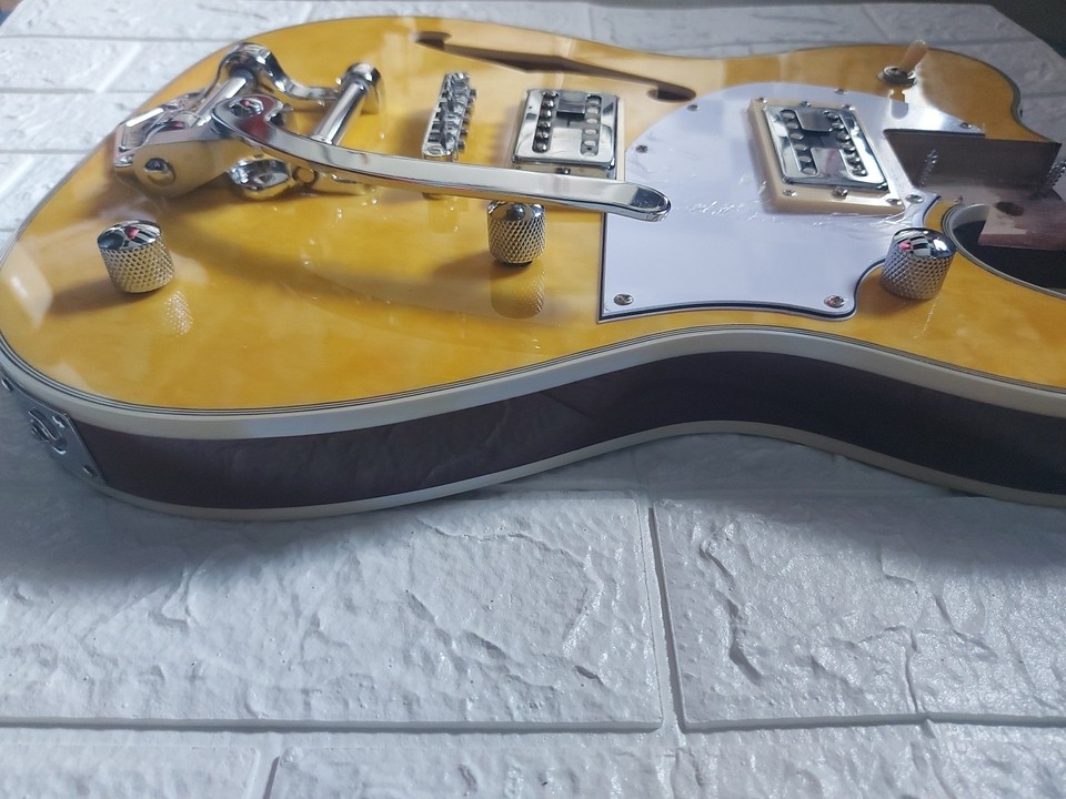 NEW LOADED Thinline Tele BODY Telecaster YELLOW QUILTED TOP. HH BIGSBY ...