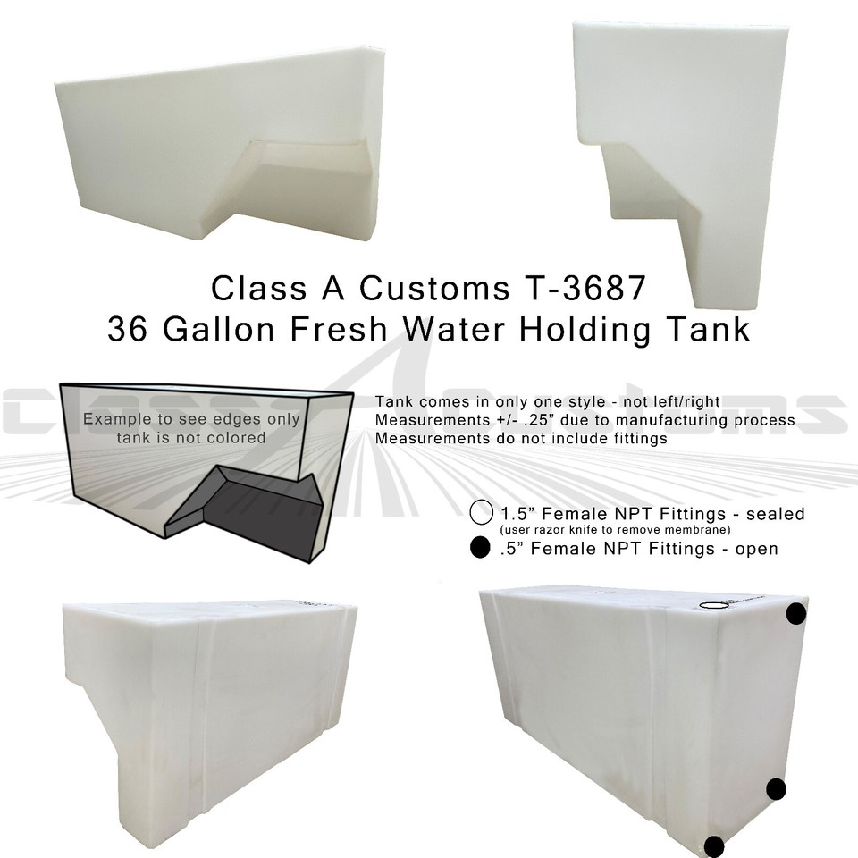 36 GALLON Fresh / Gray Water Holding Tank Sprinter Van Camper drinking ...