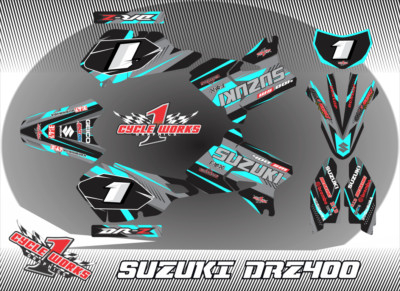 Suzuki DRZ400SM Drz400s drz400 Supermoto DRZ SEMI CUSTOM GRAPHICS KIT ...