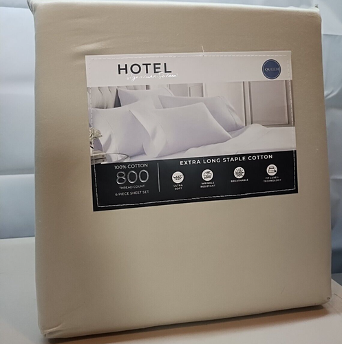 Hotel Signature Sateen 800 Thread Count Cotton 6-Piece Sheet Set QUEEN ...
