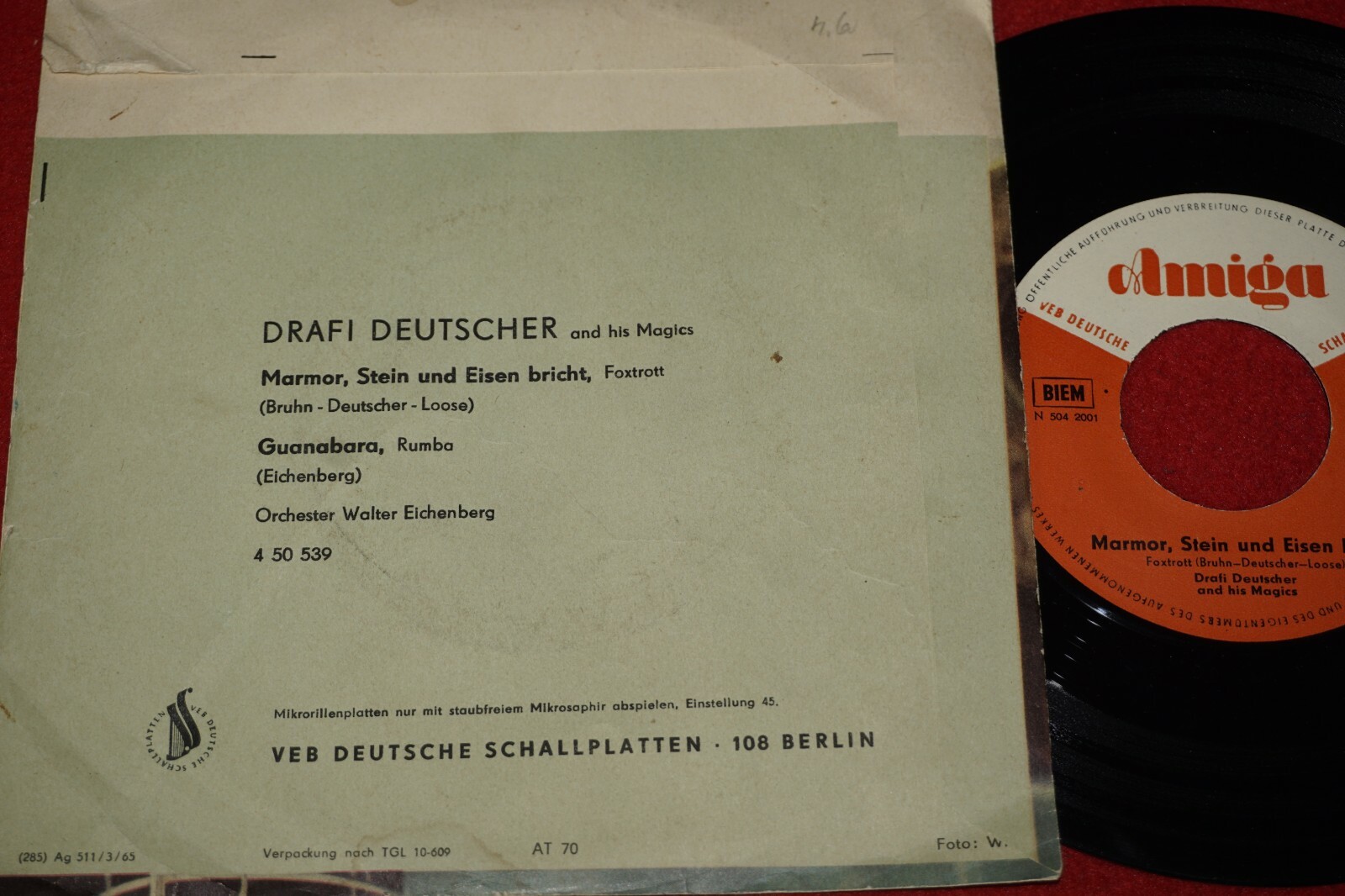 DRAFI DEUTSCHER Marmor, Stein und Eisen bricht / DDR SP 1965 AMIGA ...