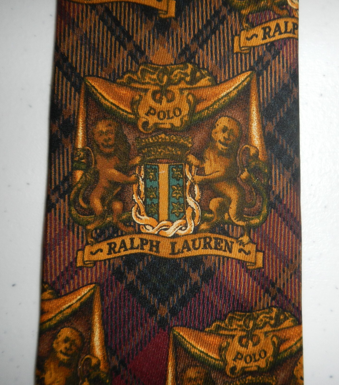 Polo Ralph Lauren Guardian Lion Monkey Crest 100% Sil… - Gem