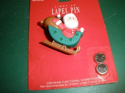 NEW Vintage Hallmark Light Up Lapel Pin Santa in Sled Sleigh | eBay