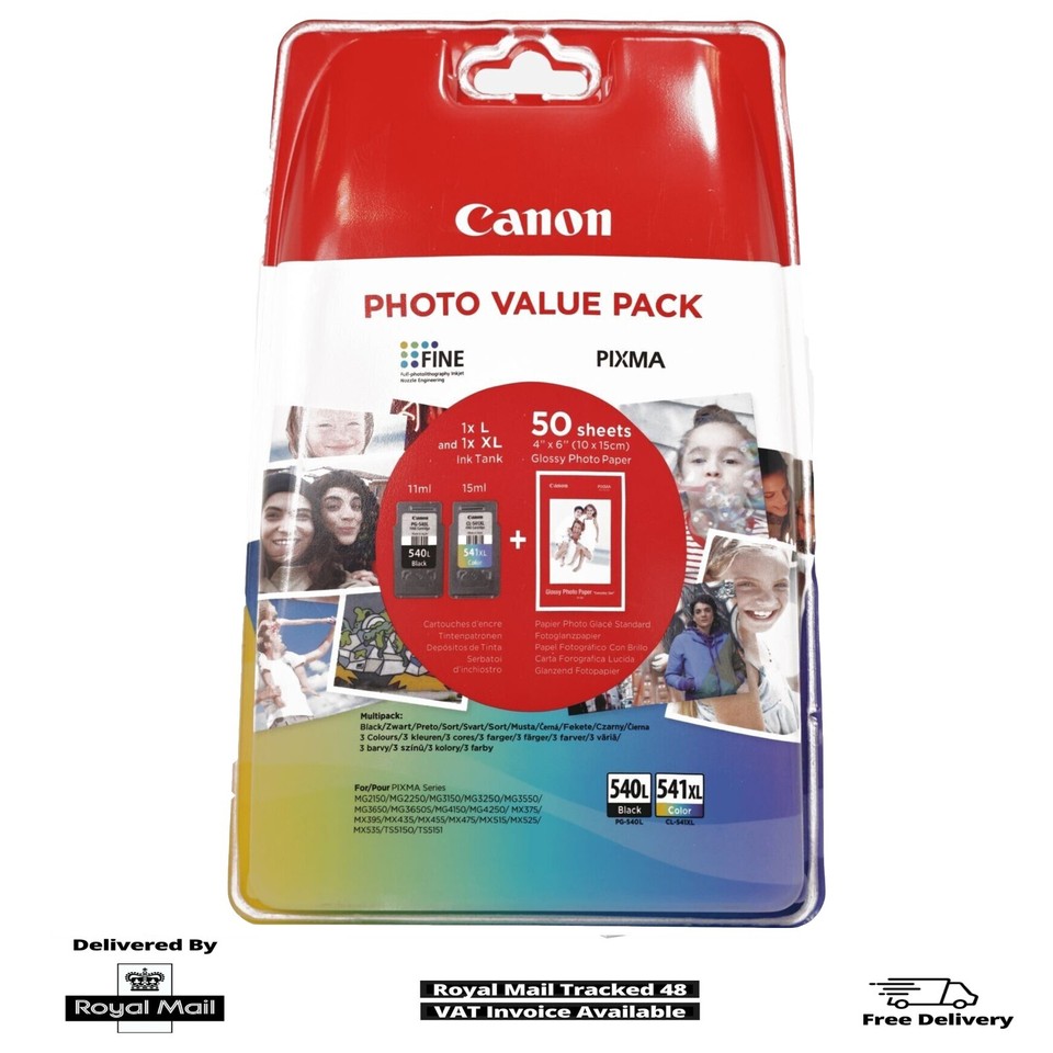 Genuine Canon PG-540/ XL CL-541/ XL CMYK Ink Cartridges for MG3650 ...
