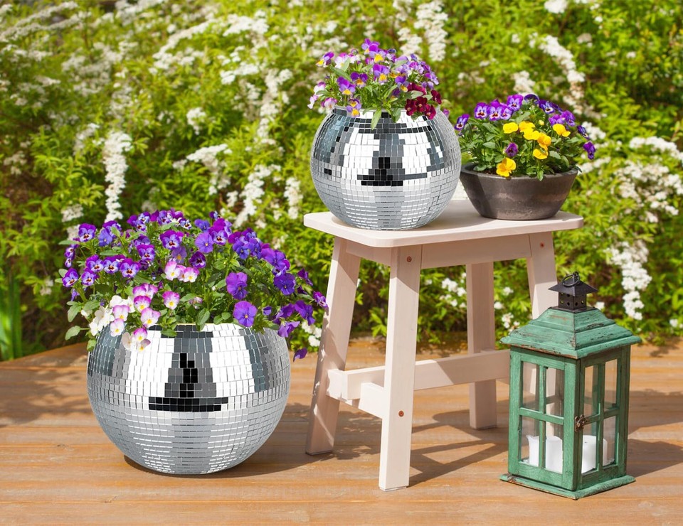 Disco Ball Planter 1pcs 9” Silver Disco Ball Planter Disco Ball Plant ...