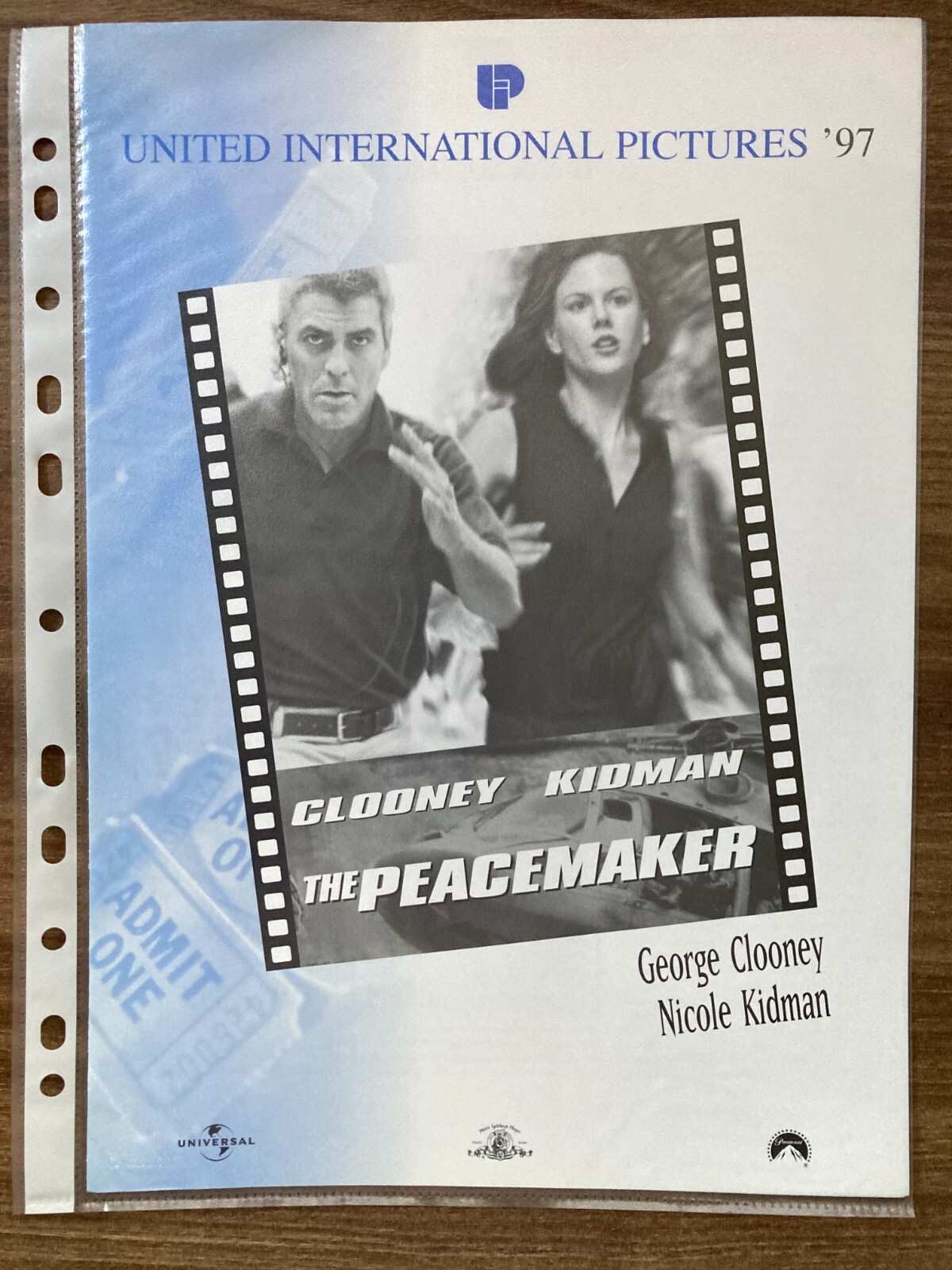 The Peacemaker George Clooney, Nicole Kidman 1997 Danish Press Release ...
