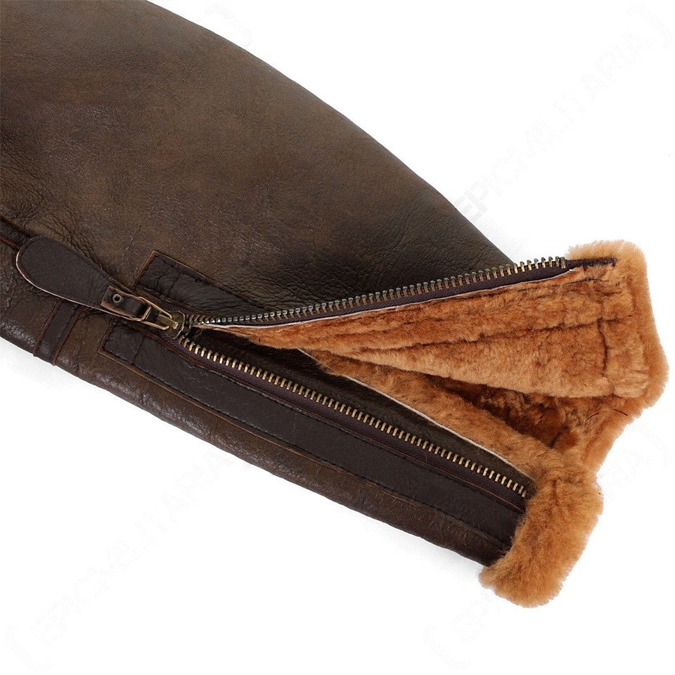 British Fighter Pilot Flying Jacket - Winter Leather Sheepskin RAF ...
