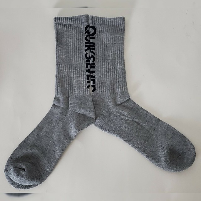 Quicksilver Crew Socks 5 Pair Men 6-12 Gray Black Various Logo Palm ...