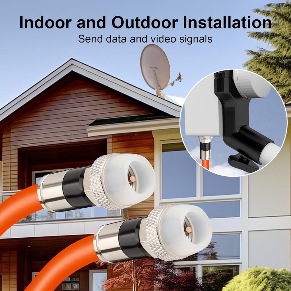 200ft RG6 Coaxial Cable, Outdoor Rated, UV Resistant, Clear TV Signal ...