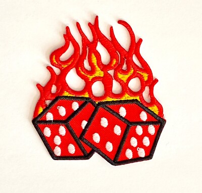 Embroidered Patch - Hot Dice - Flaming Dice - Casino - NEW - Iron-on/Sew-on | eBay