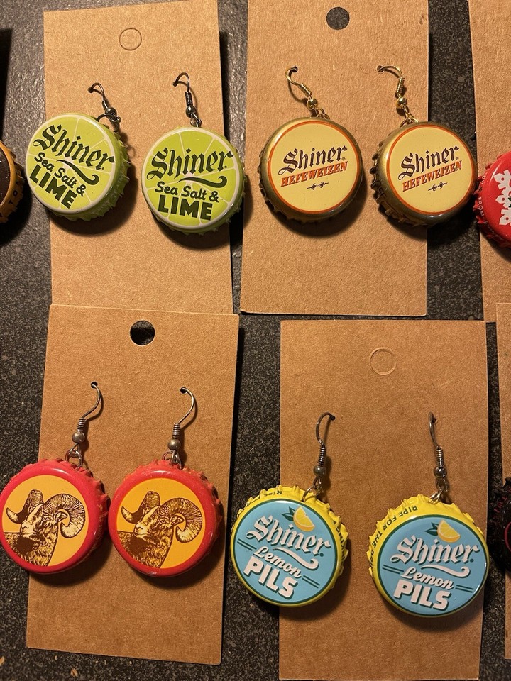 Shiner Bock Beer Bottle Cap Earring Set Of 10 Girls Night Glitter ...