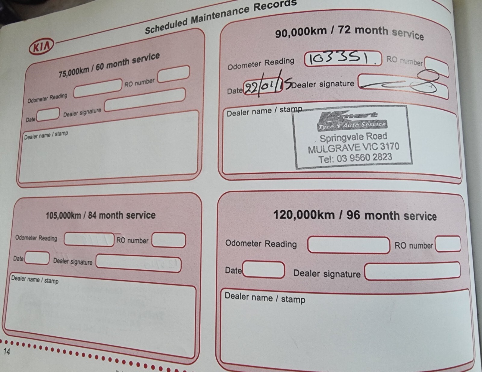 Kia KV2 KV Carnival Owners Manual Service Log Book Stamped Handbook ...