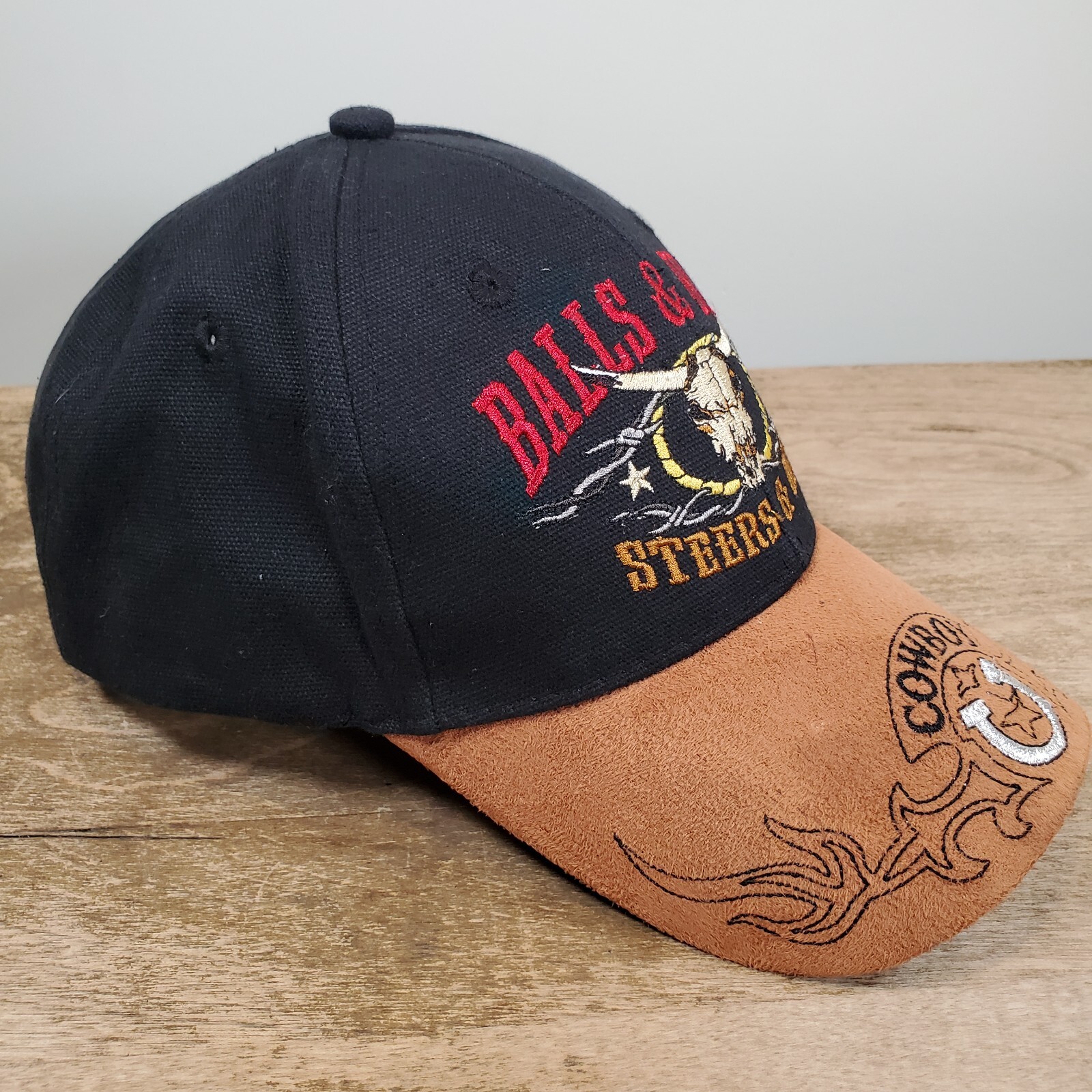 Cowboy Baseball Cap Balls & Blood Steers & Mud Adjustable Hat Western ...