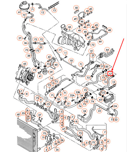 VOLKSWAGEN EOS COOLANT HOSE WITH QUICK RELEASE COUPLING 1K0122073FS NO ...