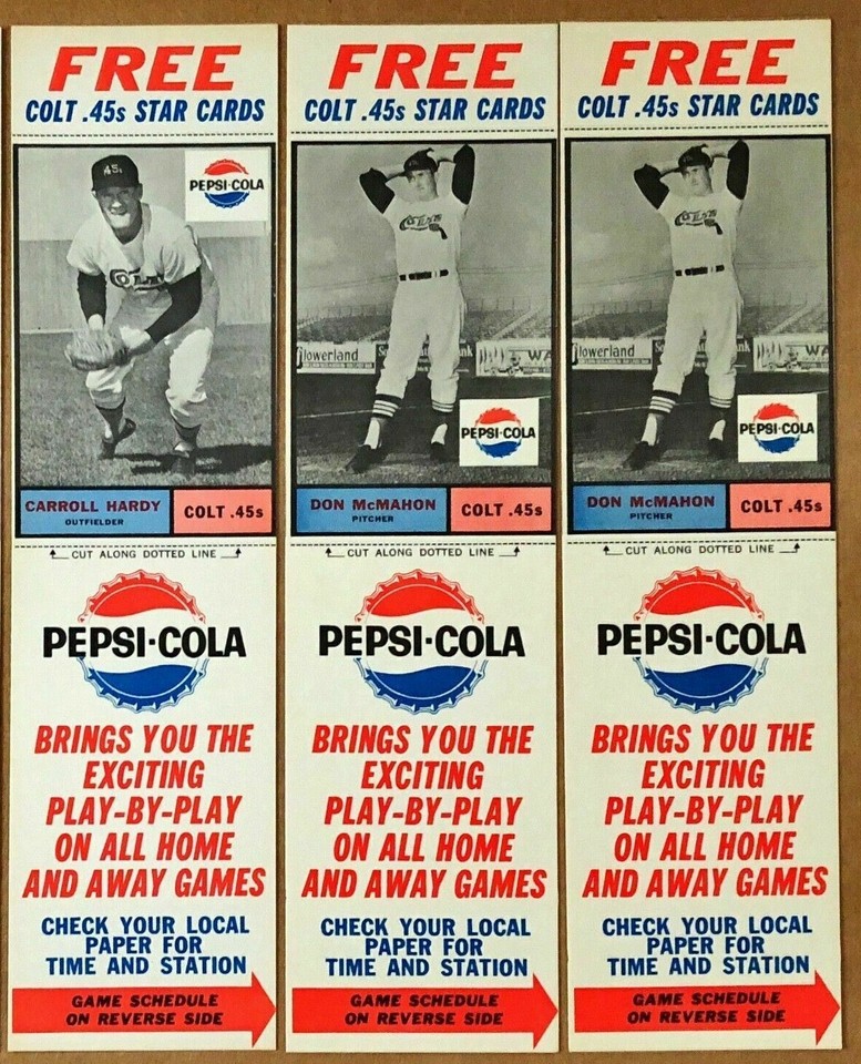 1963 PEPSI COLA COLT .45s WITH TABS LOT OF 21 WITH RUSTY STAUB | eBay