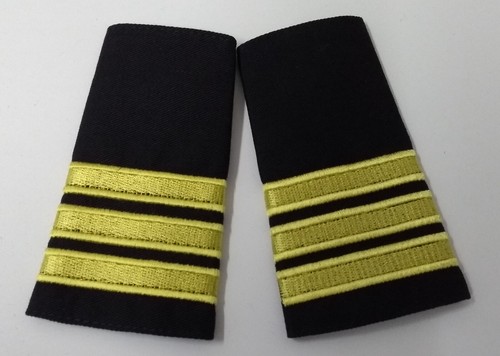Officers Shoulder Slides 3 Bars Light Gold on Black Naval & Pilot ...