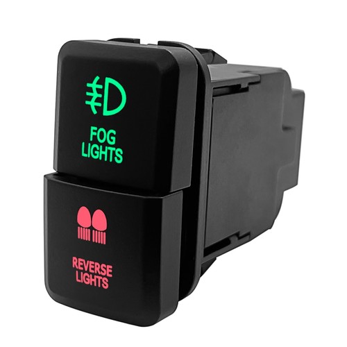 12V Dual Push Button Switch Green&Red Led Fog/Reverse Lights For Toyota ...