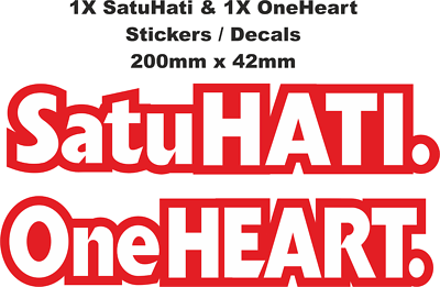 Satu HATI & One HEART Decals / Stickers (200mm x 42mm) | eBay
