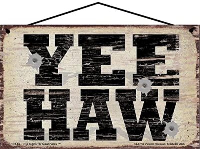 YEE HAW Vintage-Style Western Sign Decorative Rustic Cowboy Home Décor ...