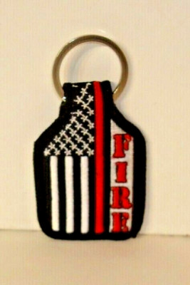 FIRE DEPARTMENT THIN RED LINE Embroidered Keychain Key Chain | eBay