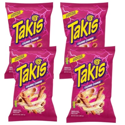 Takis CHURRO Charge Cinnamon Sugar Non-Spicy Rolled Tortilla Chips 9 ...