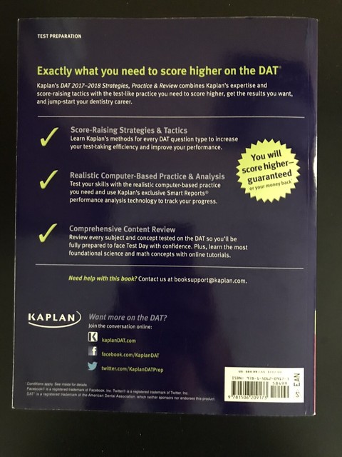 Kaplan Test Prep Ser.: DAT 2017-2018 Strategies, Practice and Review ...