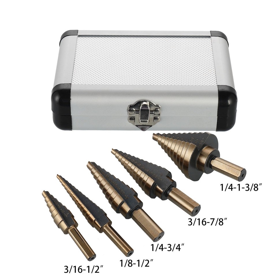Step Drill Bit Set High Speed Steel for Metal Plastic Wood with ...
