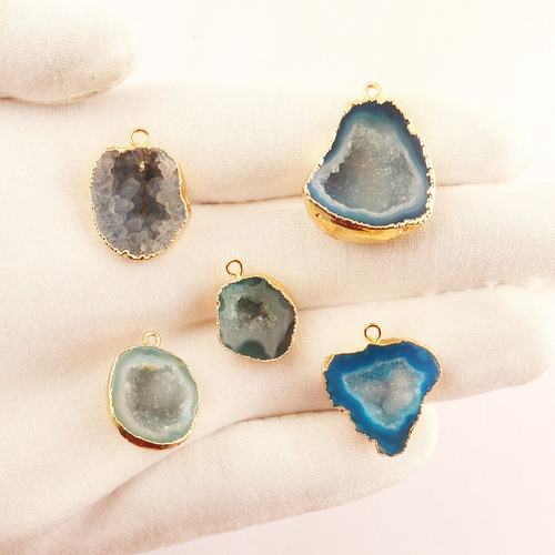 Unique Crystal Geode Druzy Charms Gold Plated DIY Bracelet Connectors 5 ...