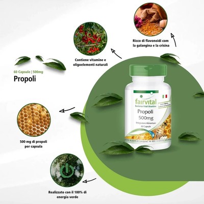 Fairvital Estratto Propoli 500mg 60 Capsule - 3% Galangina - Resina ...