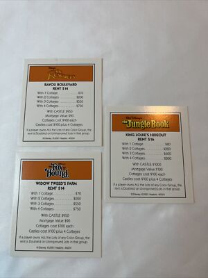 Orange Properties Monopoly 2001 Disney Edition Parker Brothers Board ...