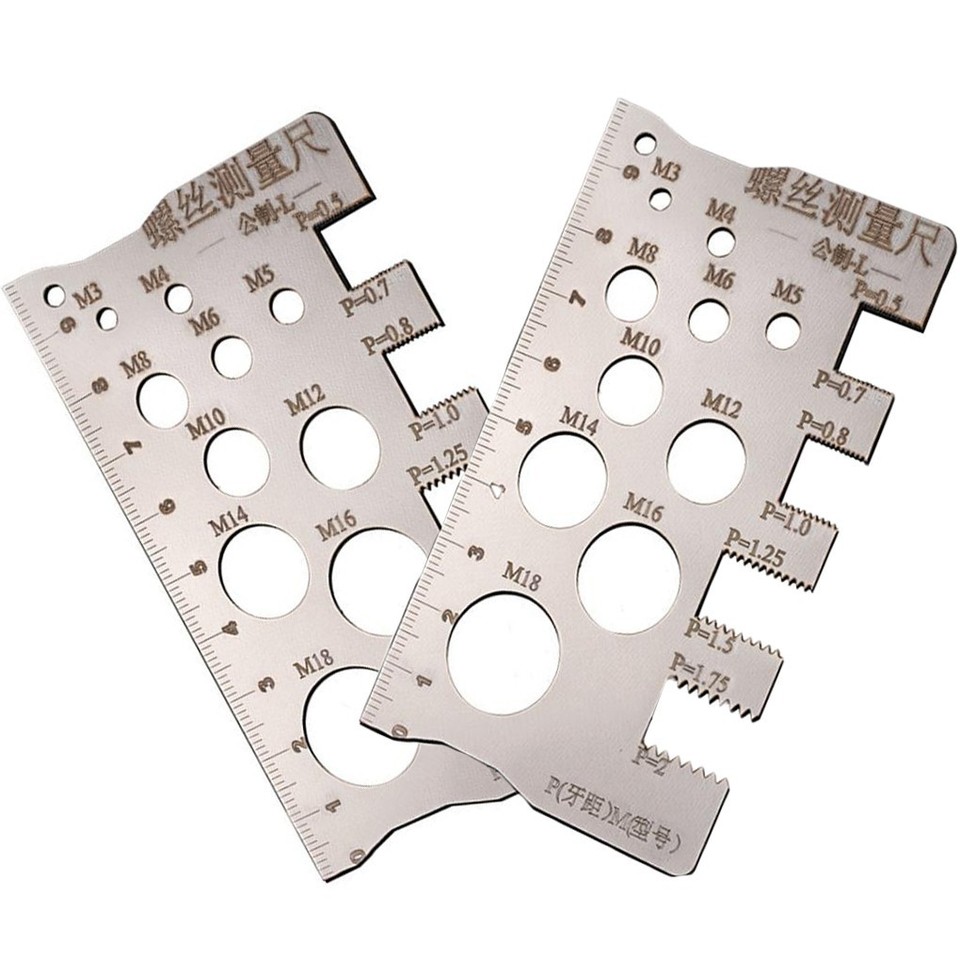 Metric Screw Thread Pitch Ruler Tool 304 Stainless Steel Compact Design ...