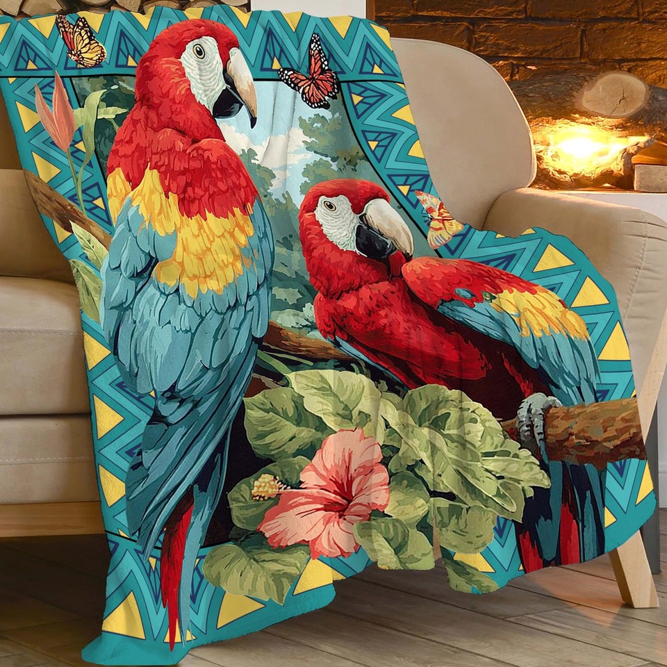Parrot Bird Throw Blanket Macaw Stuff Gifts for Girls Boys Adults Men ...
